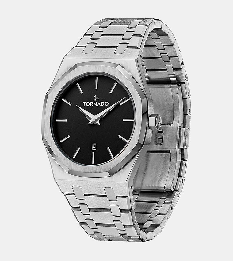 Buy Tornado Black Dial Stainless Steel Watch In Silver | 6thStreet ...
