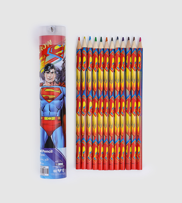 Buy Warner Bros 12 Piece Superman Man Of Tomorrow Tin Tube Coloring ...