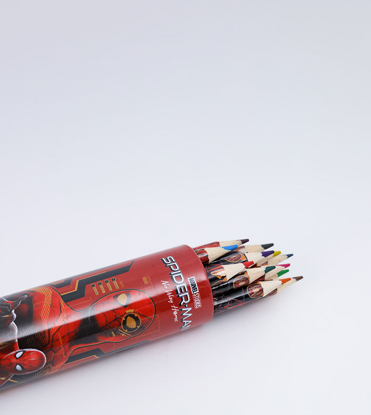 Buy Marvel Spiderman Spider Hero 12Pcs Tin Tube Coloring Pencils In Red ...