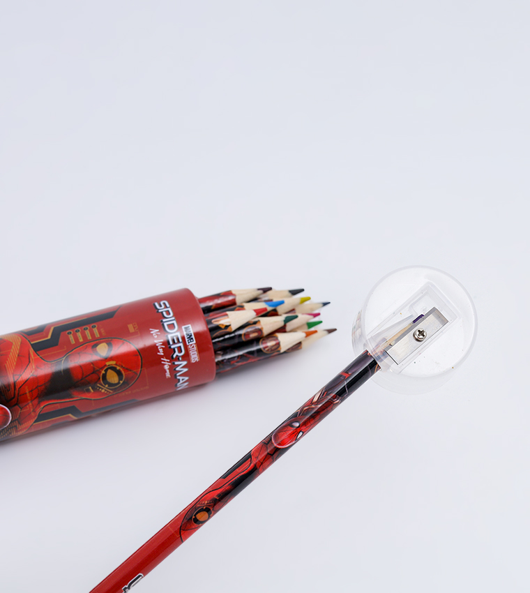 Buy Marvel Spiderman Spider Hero 12Pcs Tin Tube Coloring Pencils In Red ...