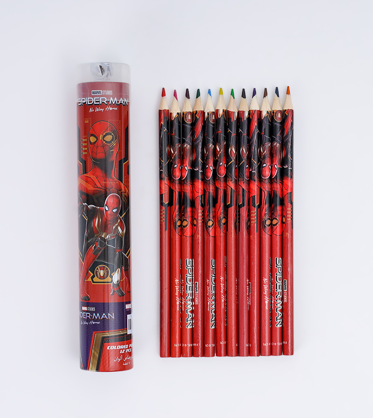 Buy Marvel Spiderman Spider Hero 12Pcs Tin Tube Coloring Pencils In Red ...