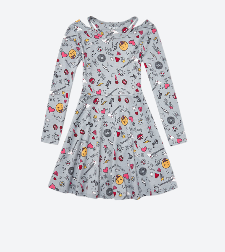Buy The Children's Place Rockstar Doodle Printed Cut Out Long Sleeve ...