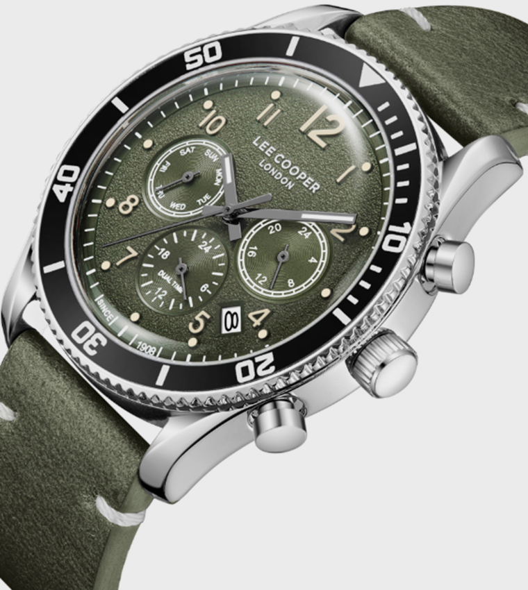 Buy Lee Cooper Olive Dial Multifunction Watch In Dark Green | 6thStreet UAE