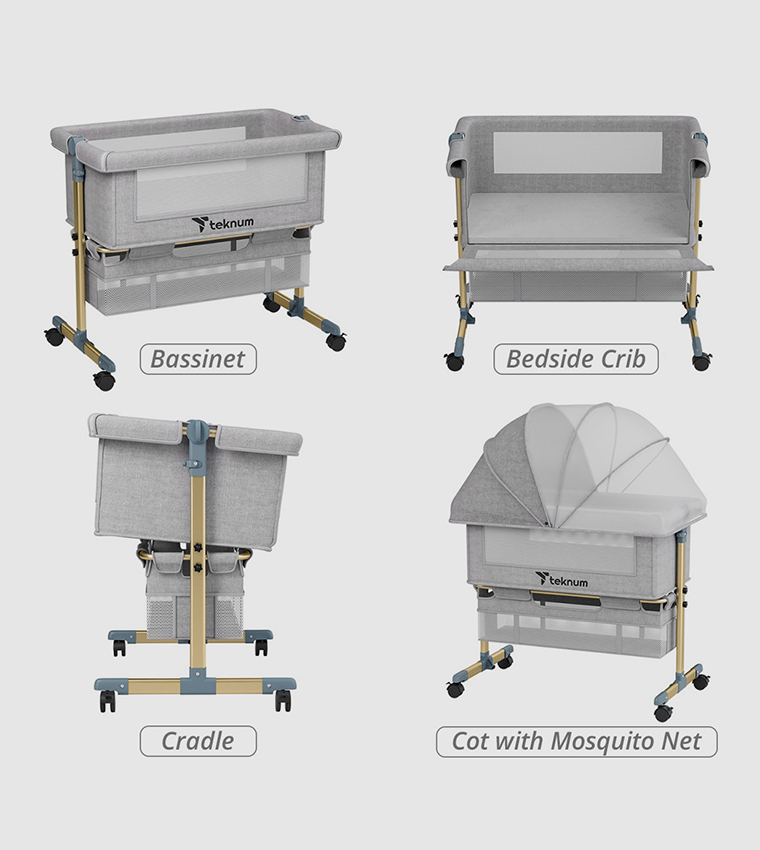 Buy Teknum @ Sambox Sunshine Bedside Crib In Grey | 6thStreet UAE