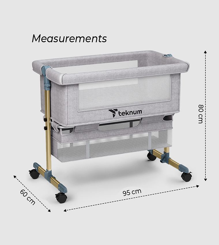 Buy Teknum @ Sambox Sunshine Bedside Crib In Grey | 6thStreet UAE