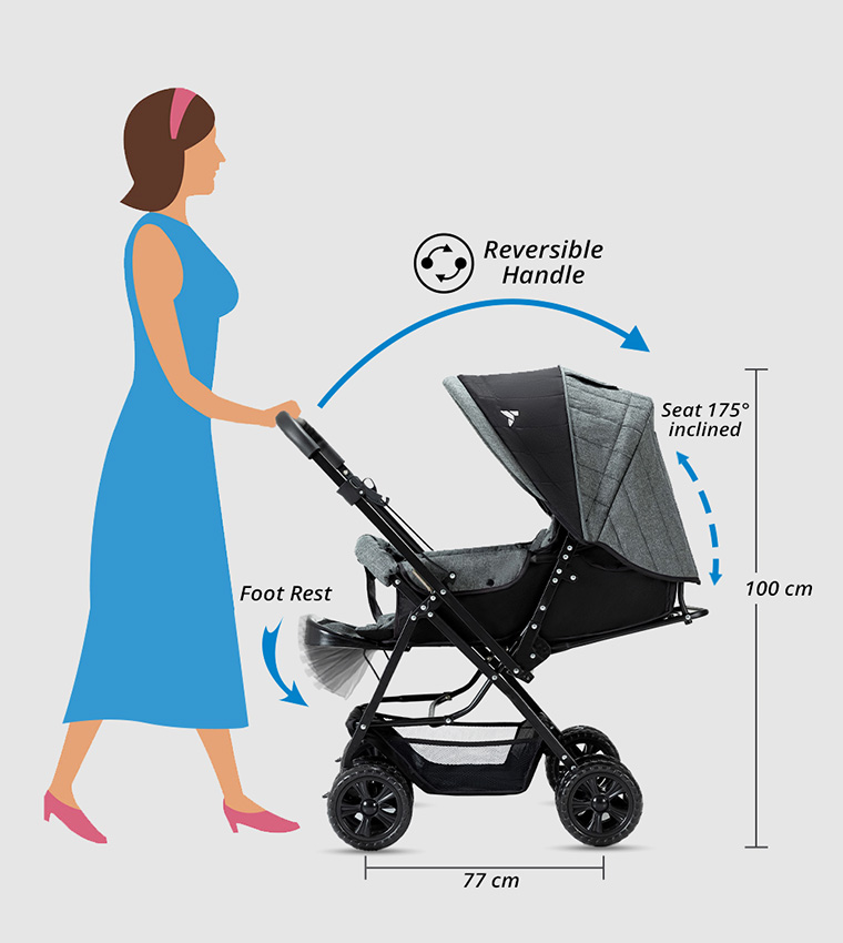 Buy Teknum Reversible Look At Me Stroller In Grey | 6thStreet UAE