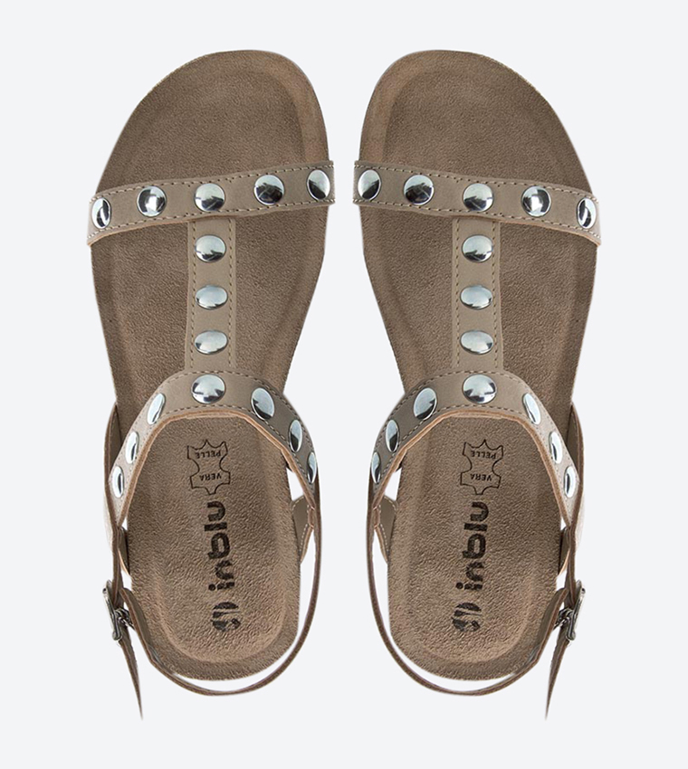 Buy Inblu @ CCC Stud Details Slingback Buckle Closure Sandals Beige In ...