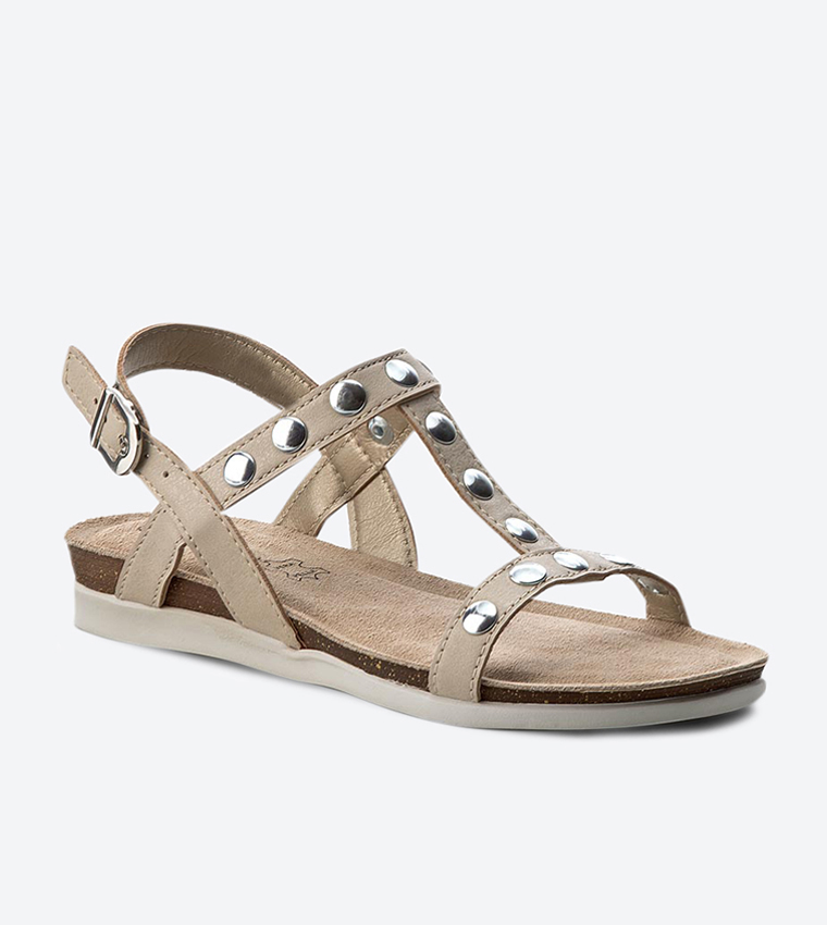 Buy Inblu @ CCC Stud Details Slingback Buckle Closure Sandals Beige In ...