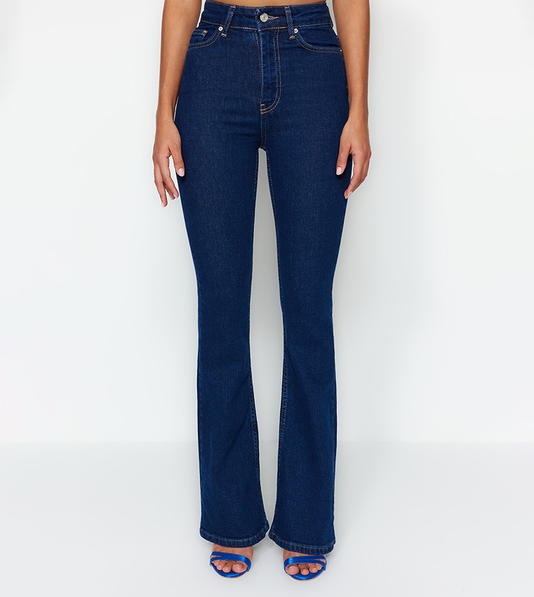 Buy Trendyol High Waist Flared Jeans In Navy | 6thStreet UAE