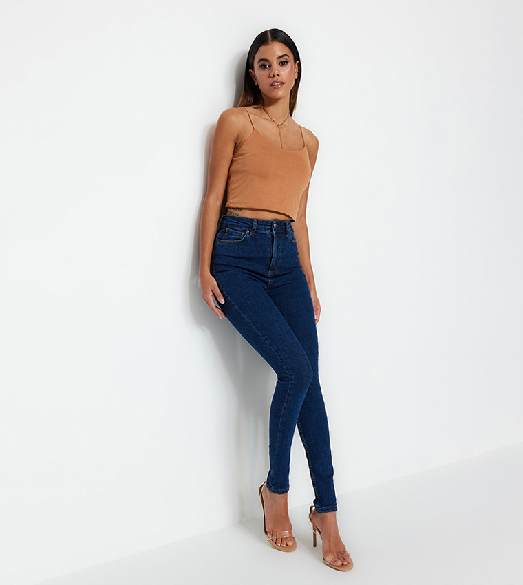 Buy Trendyol Super High Waist Skinny Fit Jeans In Blue | 6thStreet Qatar