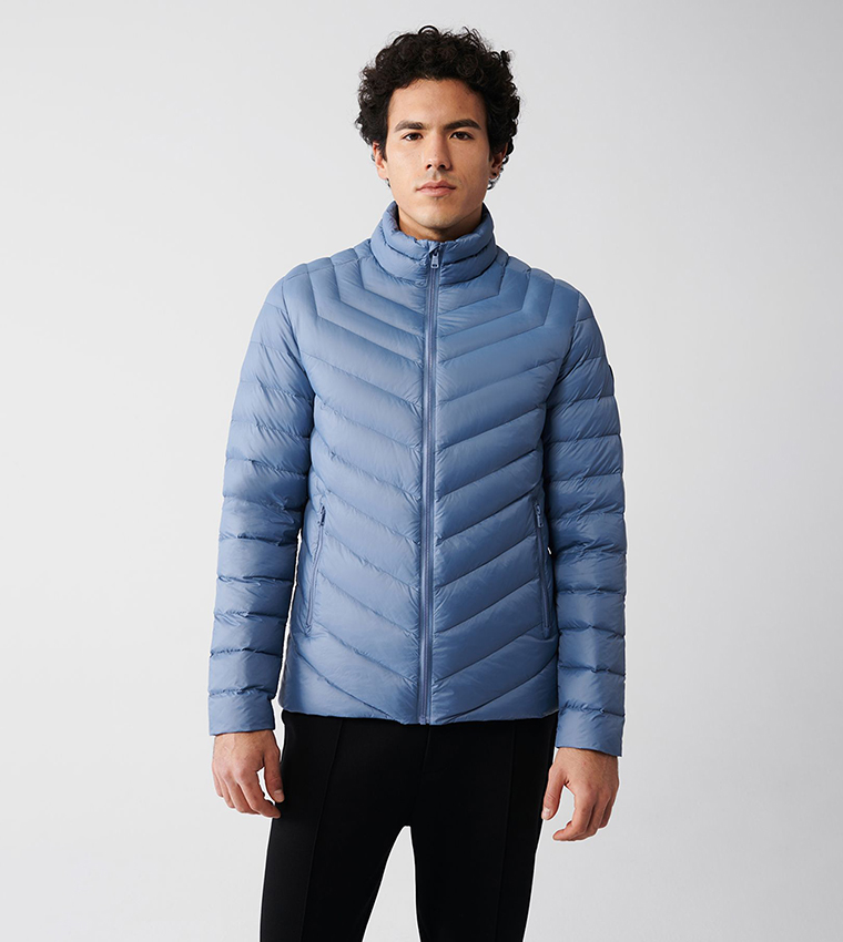 Buy Avva Quilted High Neck Puffer Jacket In Blue | 6thStreet UAE