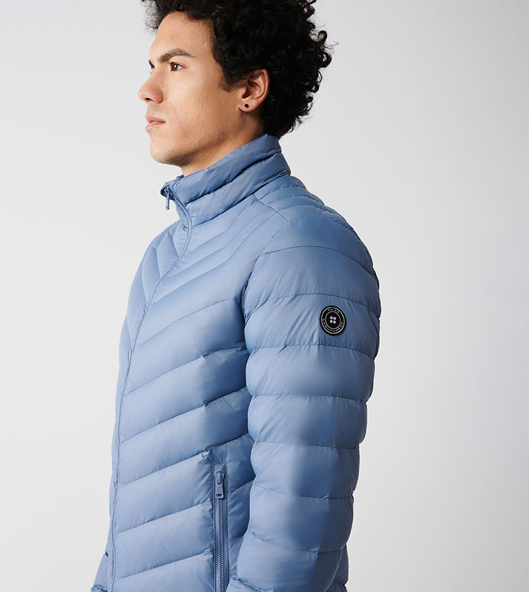 Buy Avva Quilted High Neck Puffer Jacket In Blue | 6thStreet UAE
