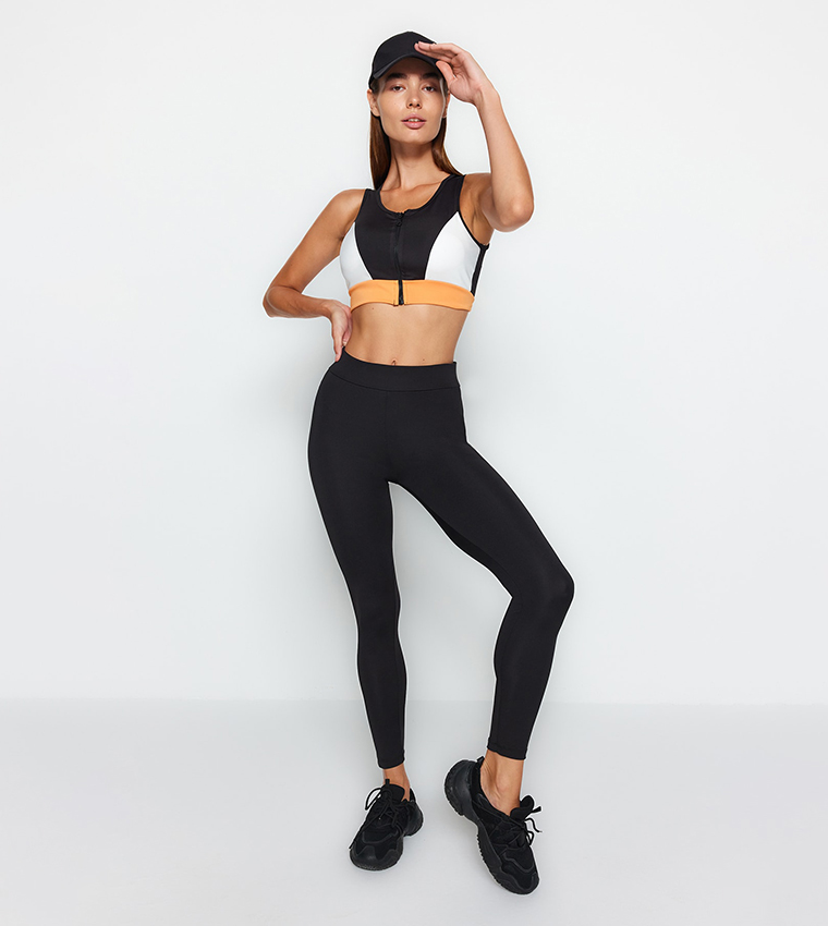 Buy Trendyol Color Block Zip Through Sports Bra In Multiple Colors ...