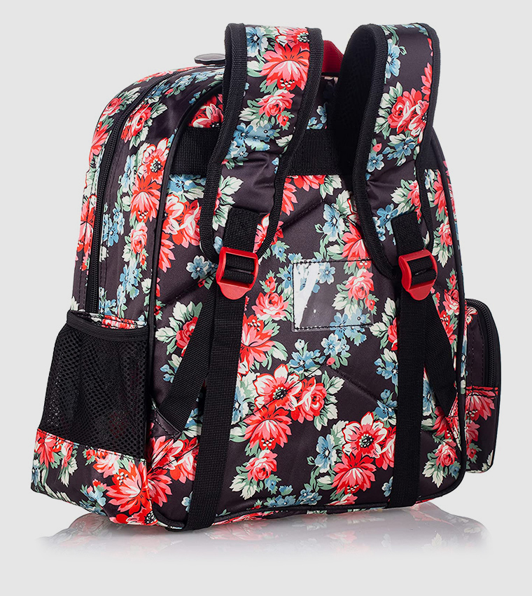Buy Disney 14 Inches Floral Printed Princess Backpack In Black ...