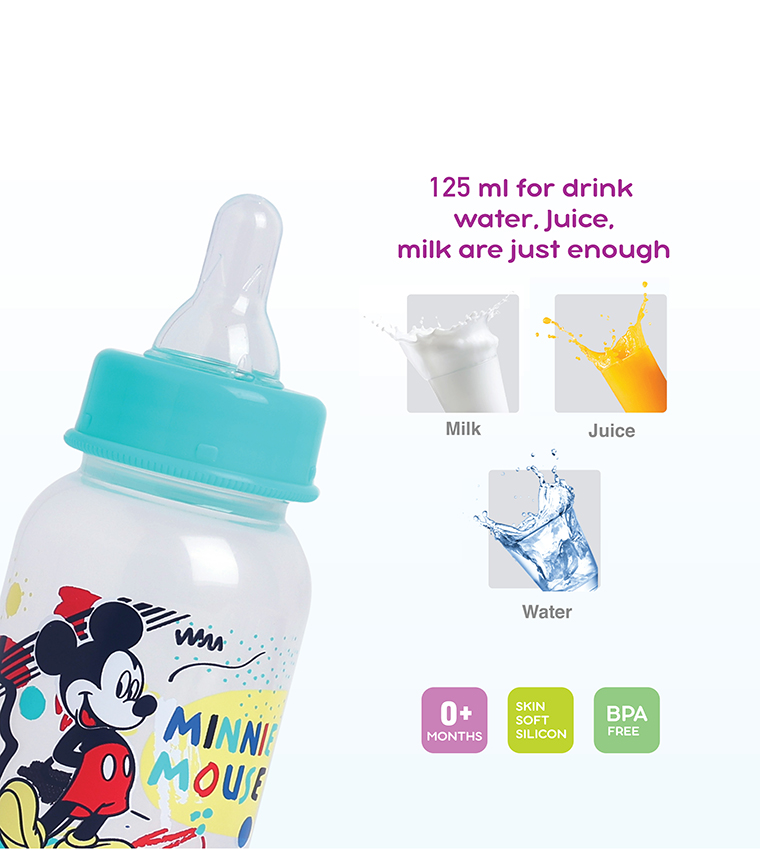 Buy Disney Disney Mickey Mouse Baby Feeding Bottle 125 Ml In Green ...