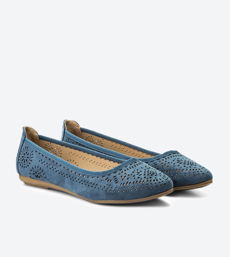 Buy Jenny Fairy @ CCC Laser Cut Almond Toe Ballerinas Blue In Blue ...