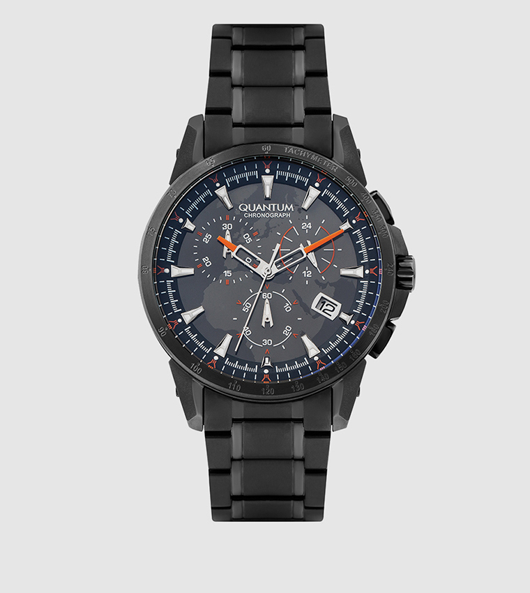 Buy Quantum Blue Dial Chronograph Analog Watch In Black | 6thStreet Qatar