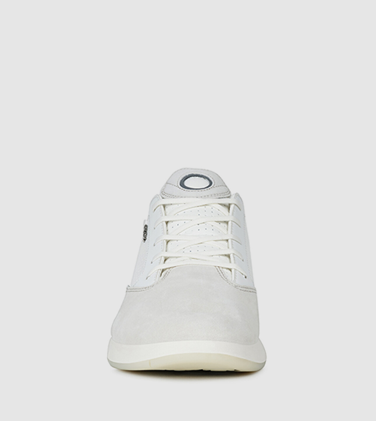 Buy Geox U Aerantis A Suede+Smo Lea Low Top Sneakers In White ...