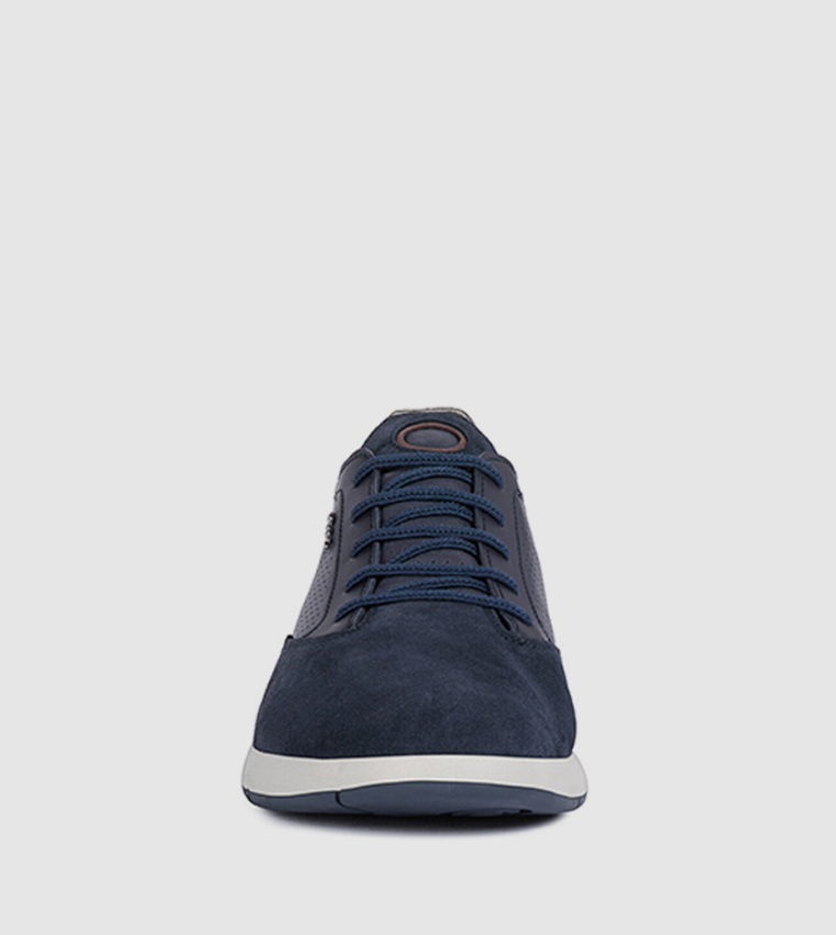 Buy Geox U Aerantis A Suede+Smo Lea Low Top Sneakers In NAVY BLUE ...