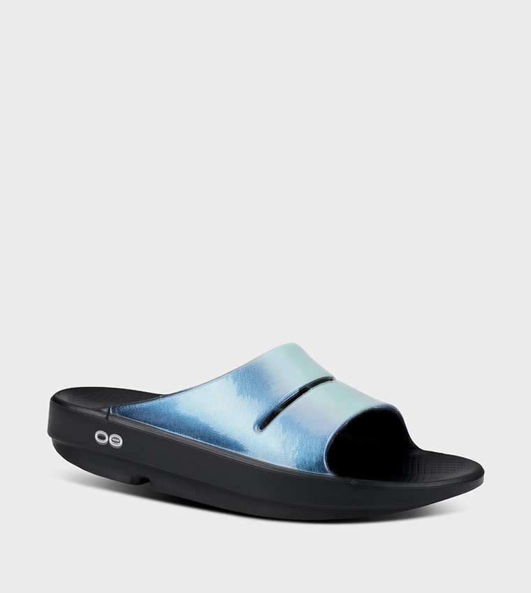 Buy OOFOS OOAHH LUXE Slides In Blue | 6thStreet UAE