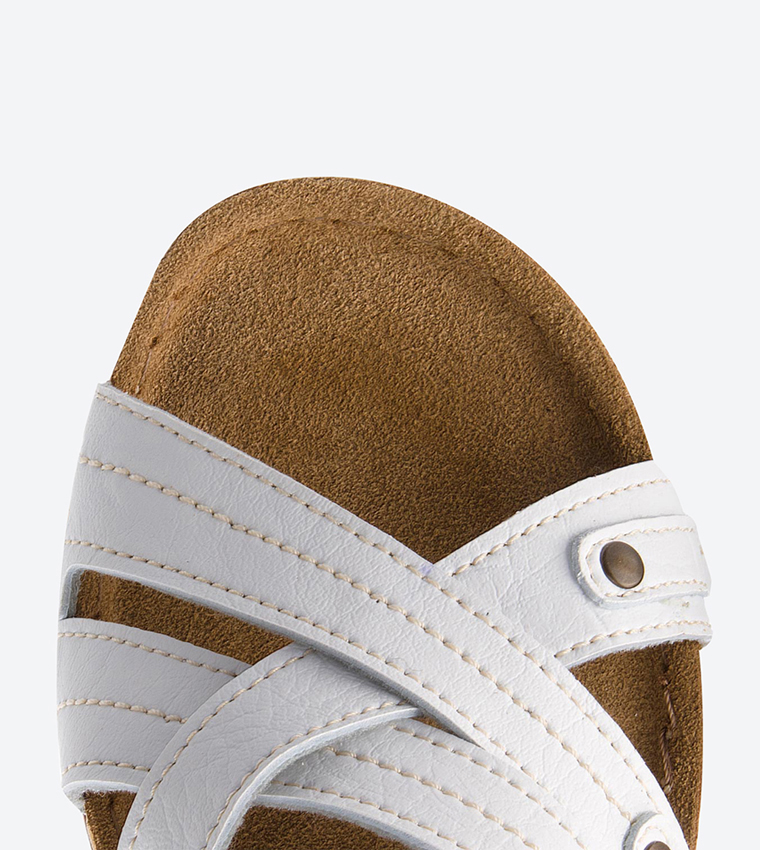 Buy Inblu @ CCC Button Detail Round Toe Slides White In White ...