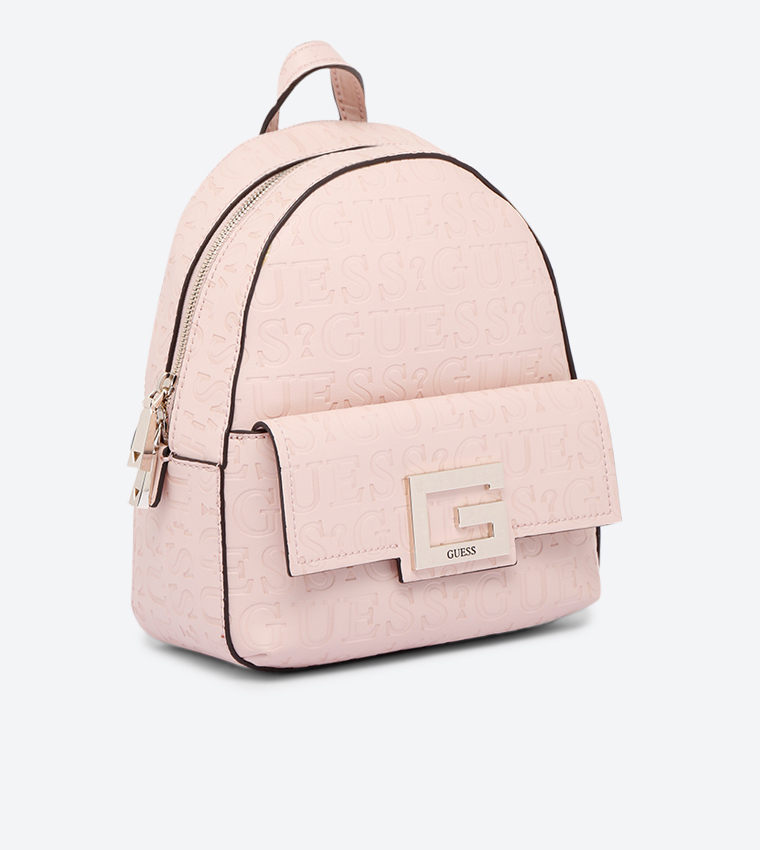 Buy Guess Logo Details Top Zip Brightside Backpack Light Pink In Light ...