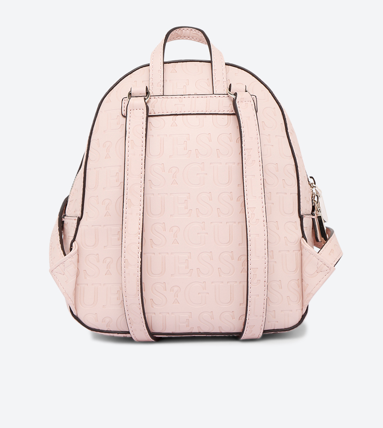 Buy Guess Logo Details Top Zip Brightside Backpack Light Pink In Light ...