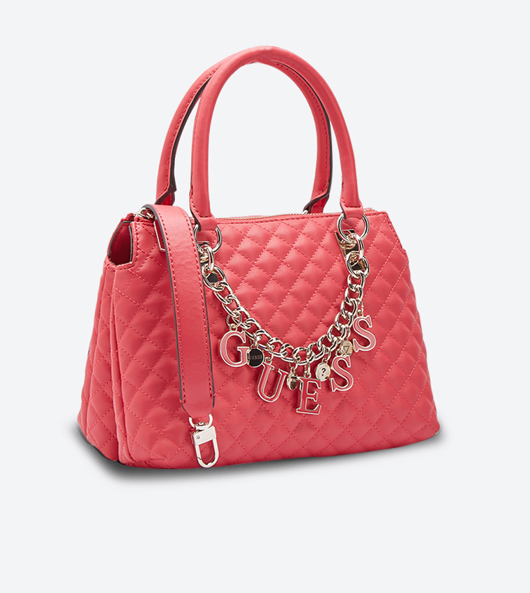 Buy Guess Quilted Guess Passion Small Satchel Bag Red In Red ...