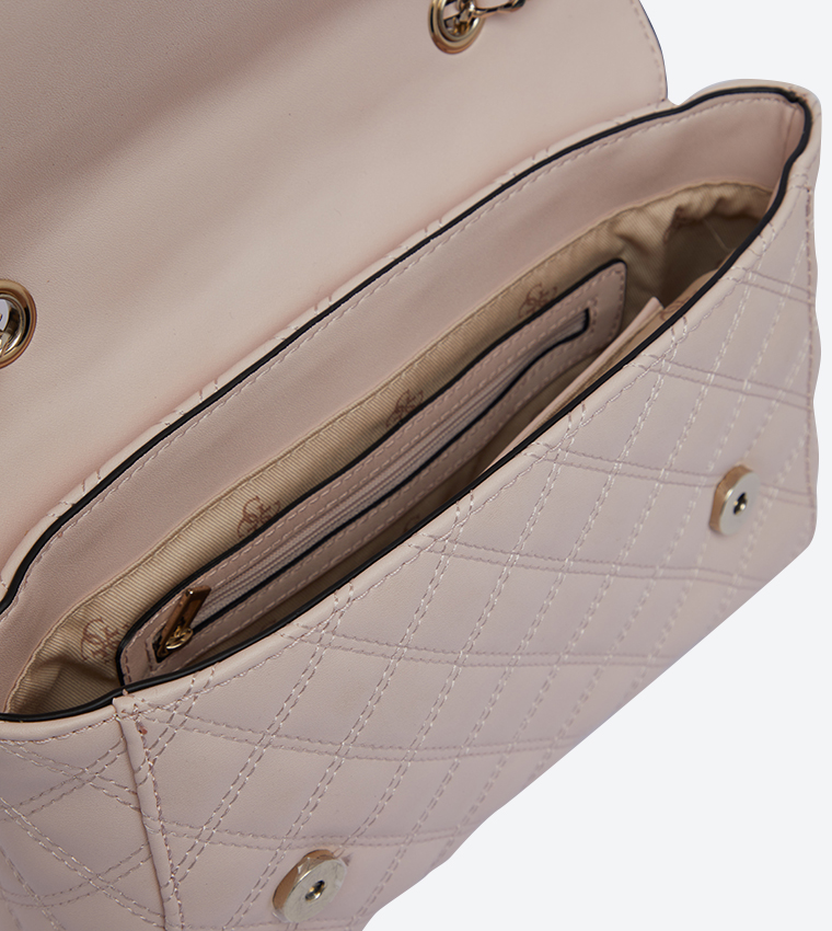 Buy Guess Cessily Quilted Detailed Trendy Cross Body Bag Beige In Beige ...