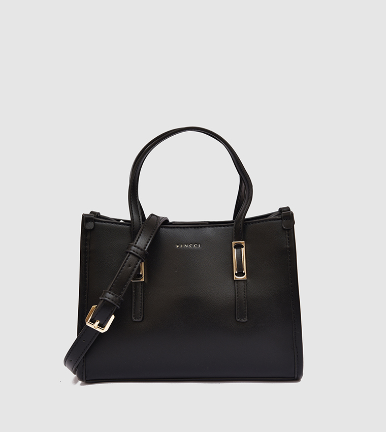 Buy VINCCI Logo Detail Satchel Bag In Black | 6thStreet UAE