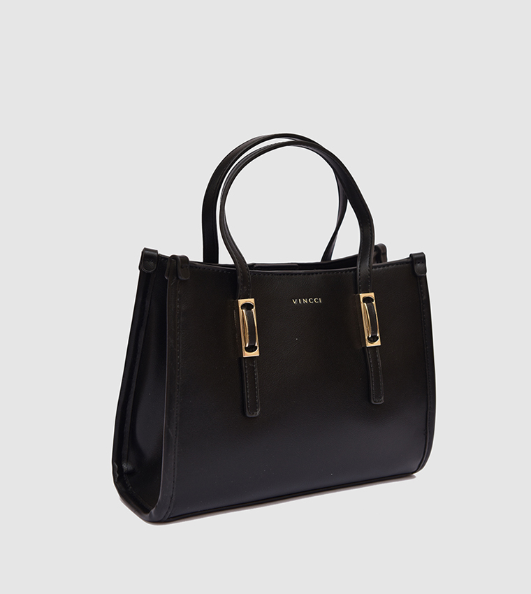 Buy VINCCI Logo Detail Satchel Bag In Black | 6thStreet UAE