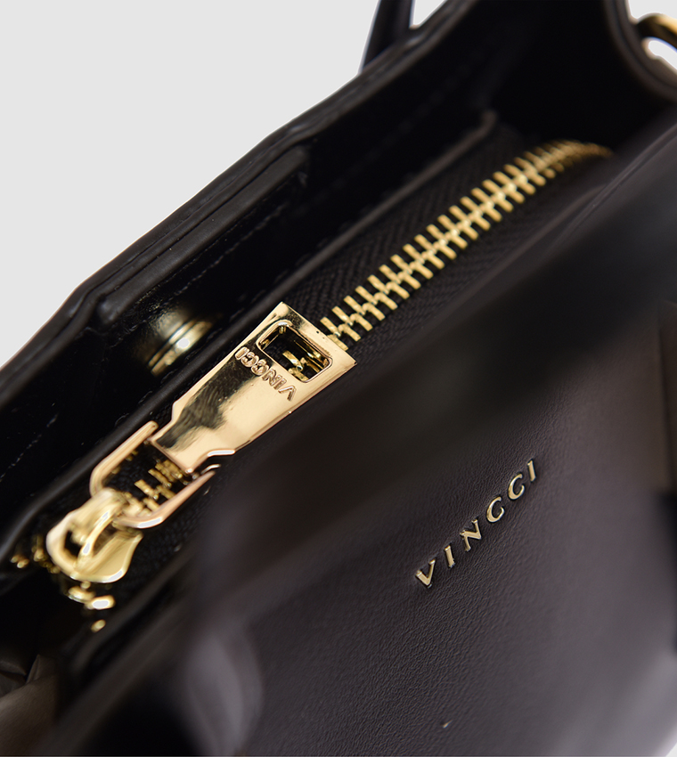 Buy VINCCI Logo Detail Satchel Bag In Black | 6thStreet UAE