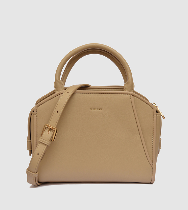 Buy VINCCI Logo Detail Handheld Bag In Khaki | 6thStreet Bahrain