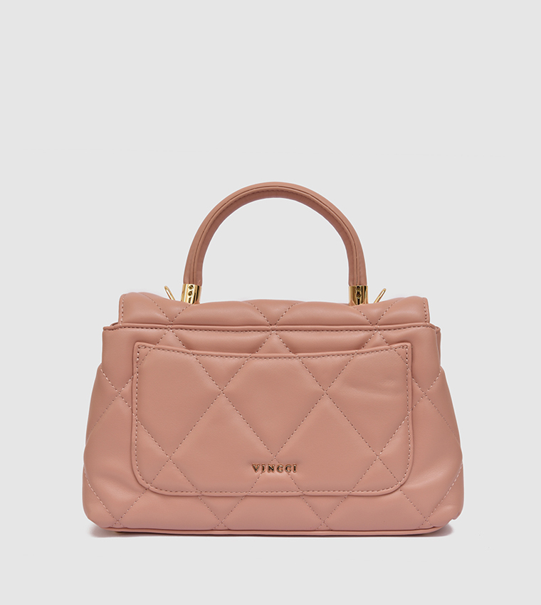 Buy VINCCI Quilted Twist Lock Top Handle Bag In Pink | 6thStreet Qatar