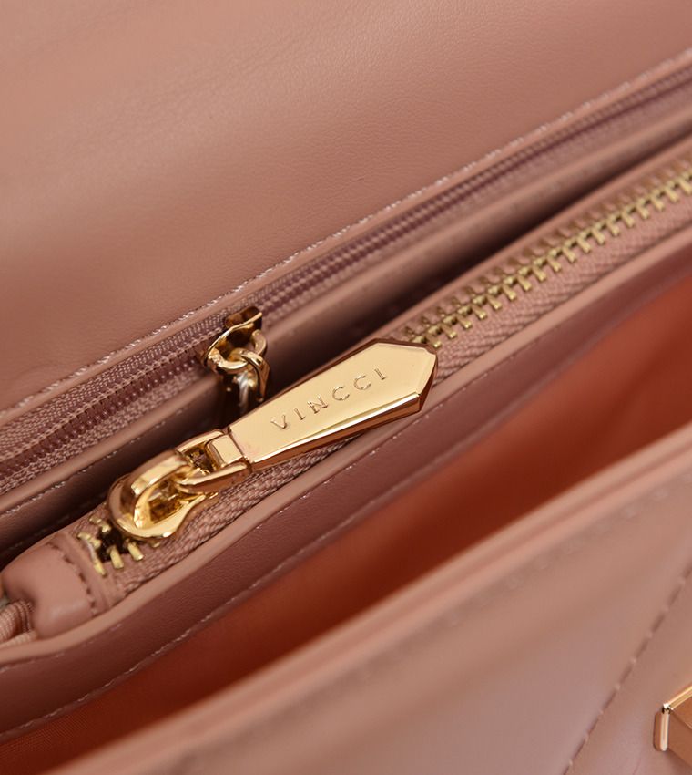 Buy VINCCI Quilted Twist Lock Top Handle Bag In Pink | 6thStreet Qatar