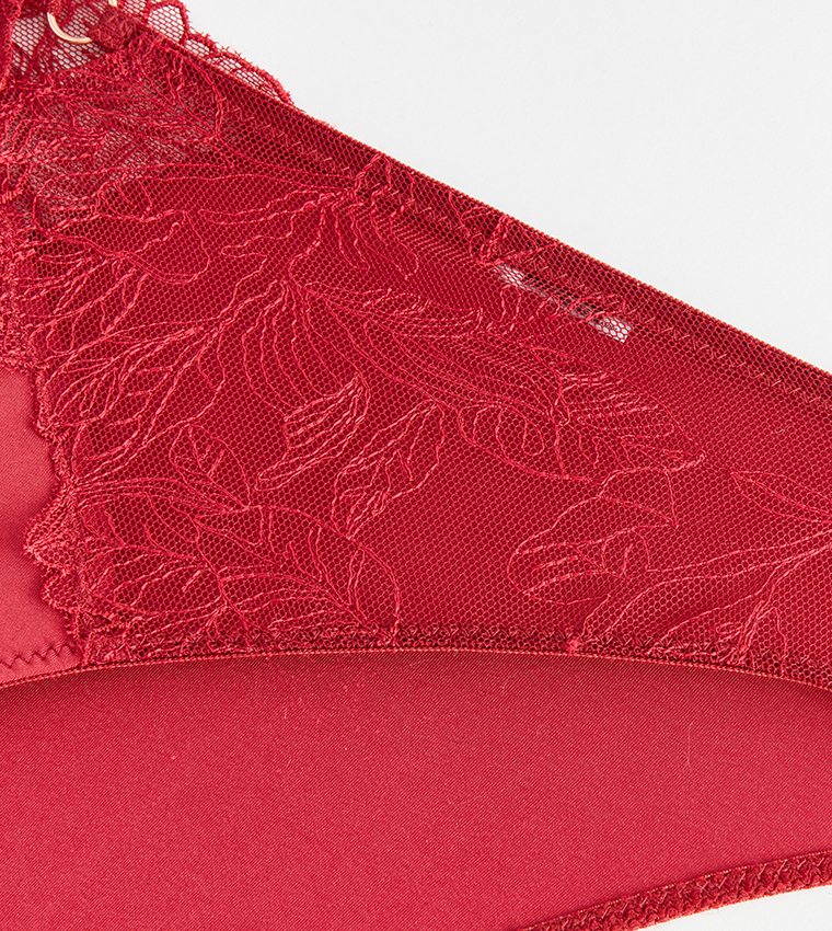 Buy LC Waikiki Lace Detail Bikini Brief In Red | 6thStreet Qatar