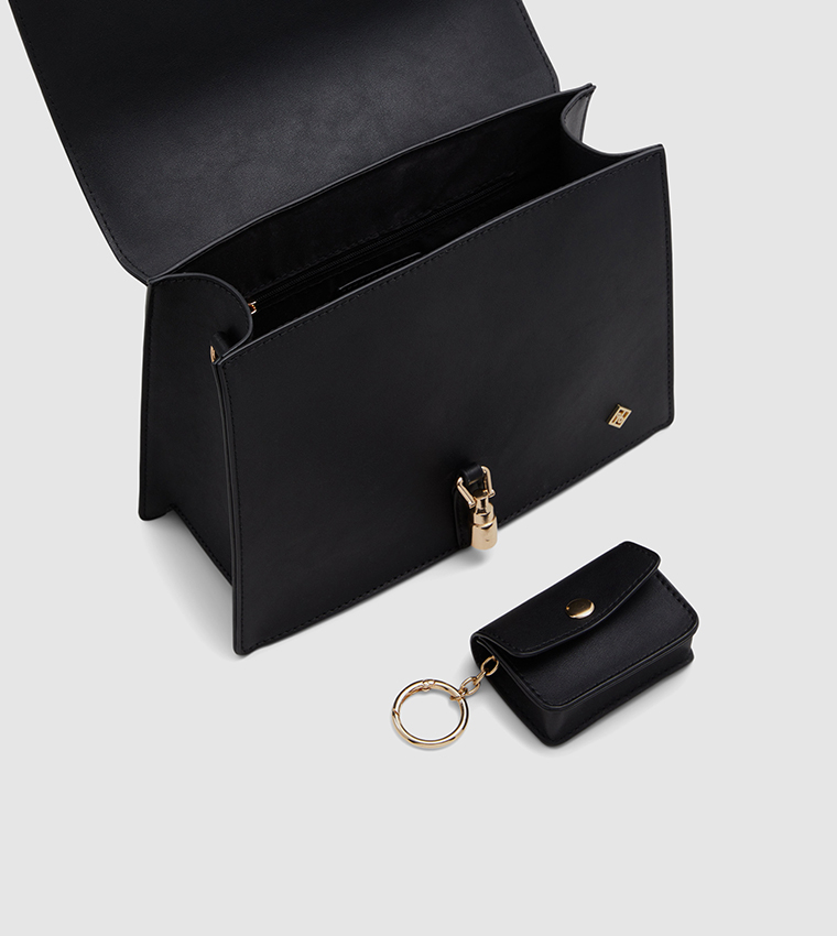 Buy Call It Spring WATCH ME Top Handle Bag With Pouch In Black ...