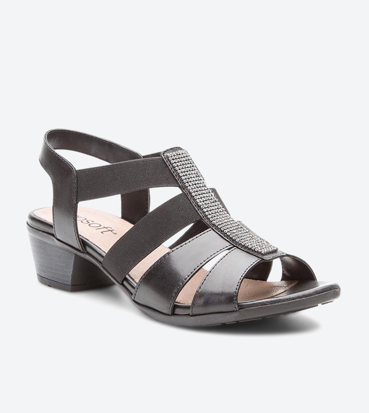 Buy Go Soft @ CCC Elasticated Stud Detail Strappy Sandals Black In ...