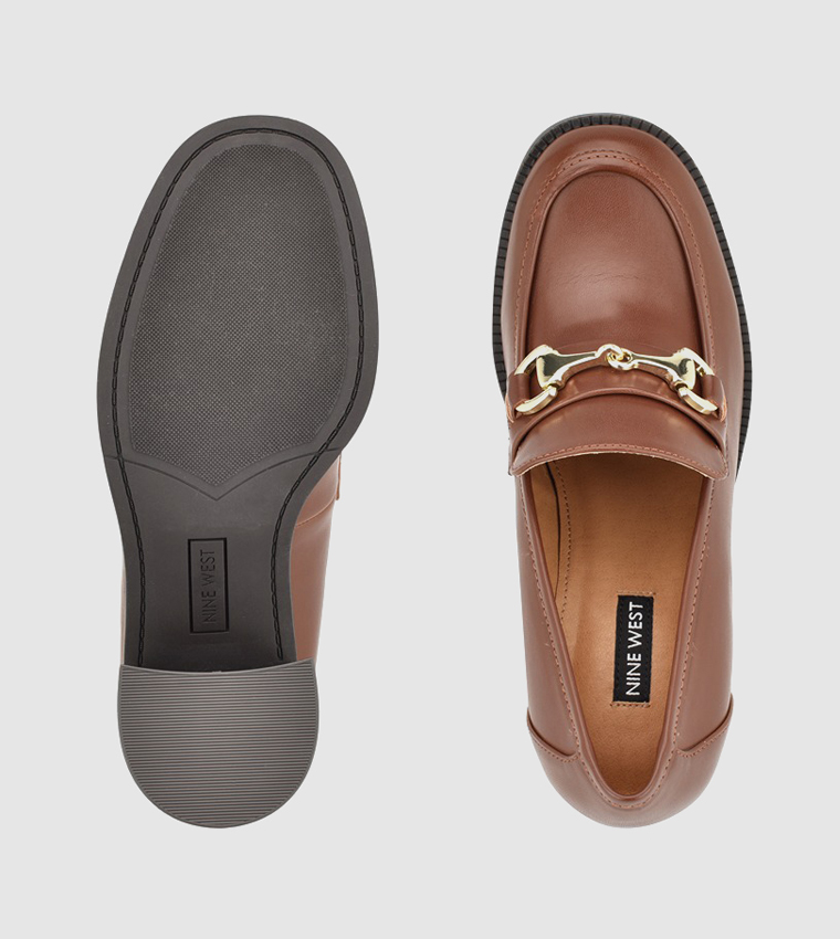 Buy Nine West KOOLO Metal Accent Block Heel Pumps In Brown | 6thStreet UAE