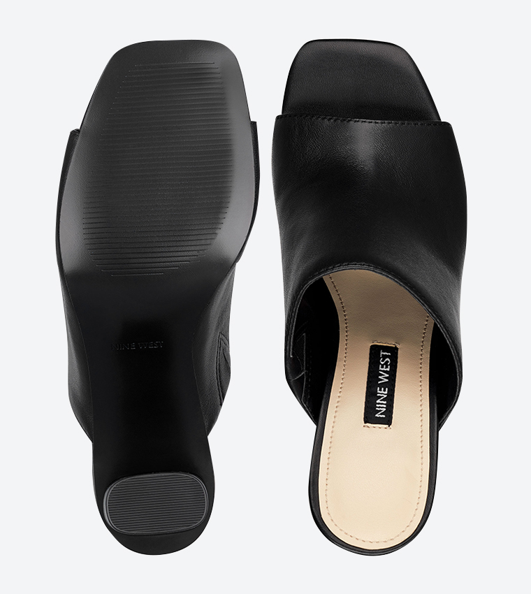 Buy Nine West Liza Square Toe Open Back Mules Black In Black ...