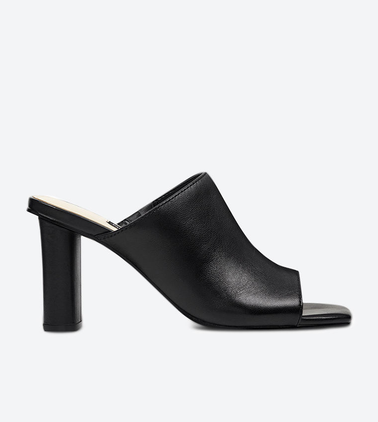 Buy Nine West Liza Square Toe Open Back Mules Black In Black ...