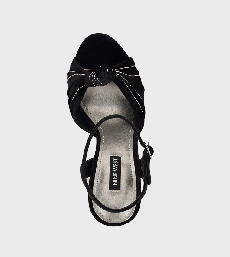 Buy Nine West WINNE Knot Detail Platform Heel Sandals In Black ...