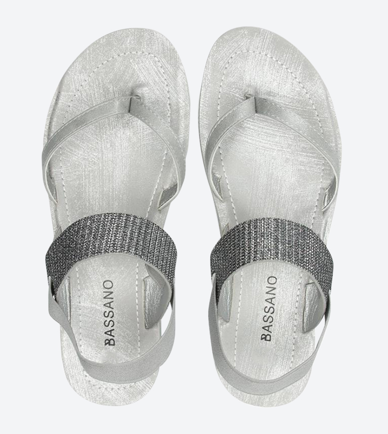 Buy Bassano @ CCC Elastic Back Strap Round Toe Sandals Silver WSL996 21 ...