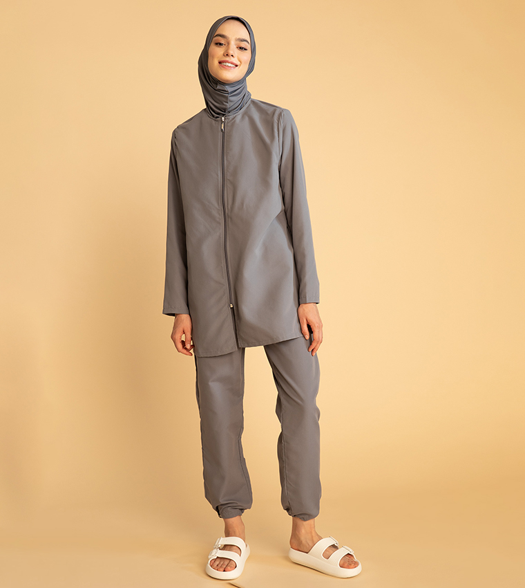 Buy DeFacto Regular Fit Burkini Set In Grey | 6thStreet UAE