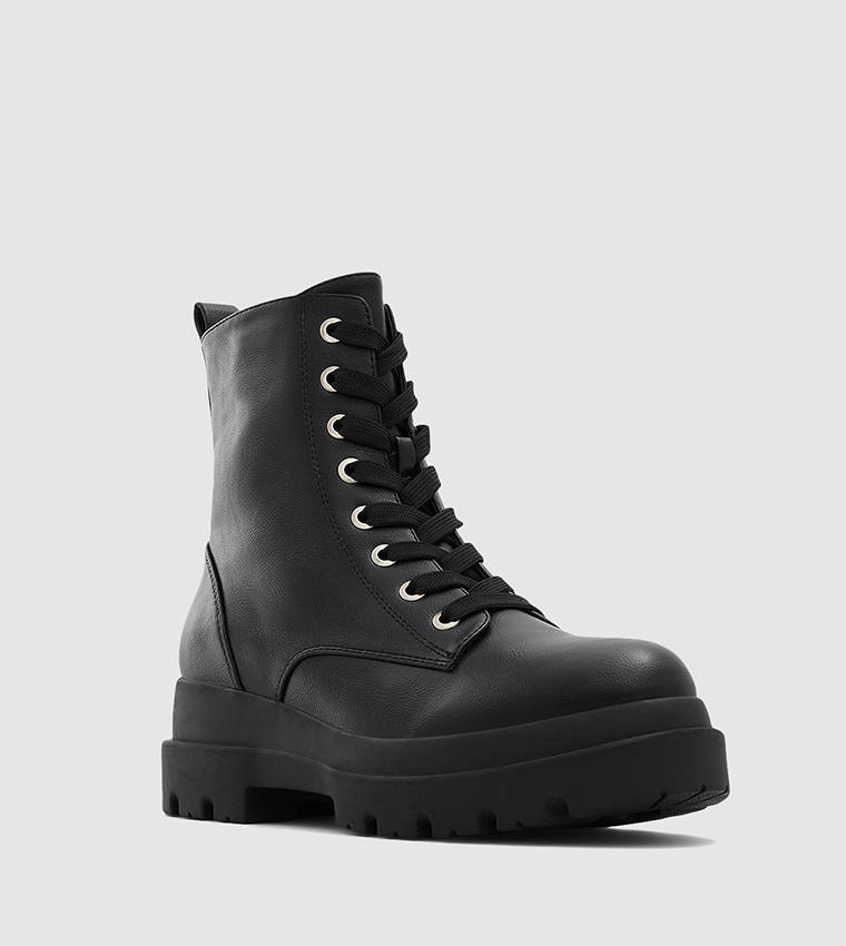 Buy Call It Spring Xenia Low Heel Round Block Boots In Black ...