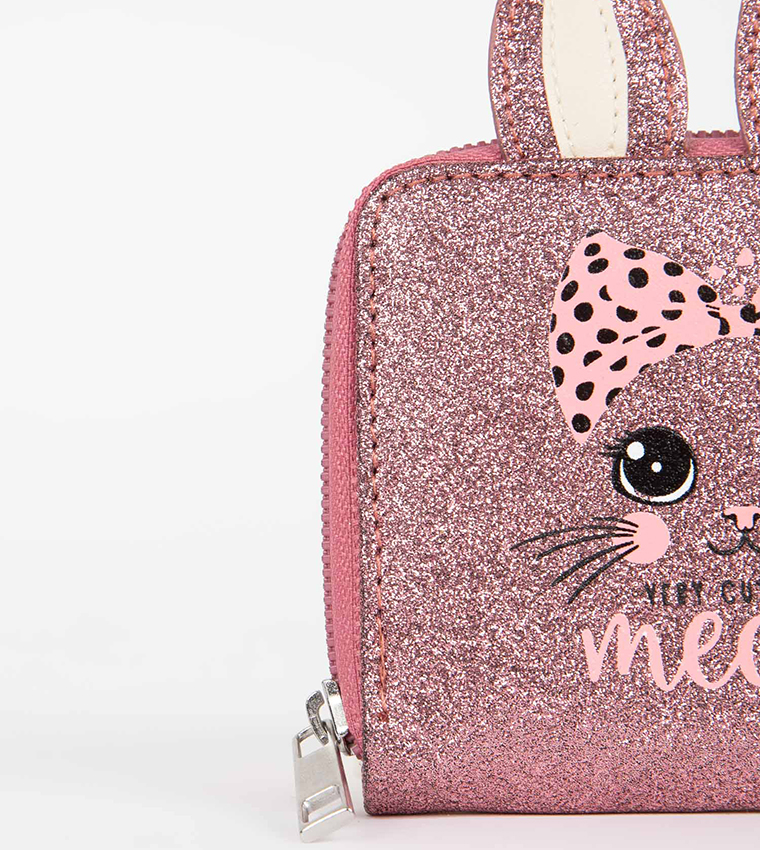 Buy DeFacto Cat Themed Glitter Wallet In Pink | 6thStreet UAE