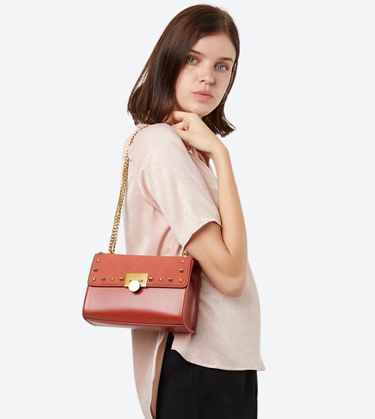 Buy ZAHA @ CCC Chain Detail Shoulder Strap Cross Body Bag Red In Red ...